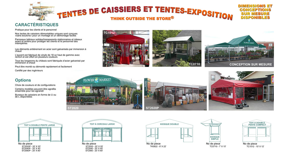 OutFront Portable Systems Services, tentes de cassiers